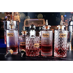 Bitters Bottle Set of 6 Dasher Bottles for Cocktails with Zinc Alloy Dash Tops and Stoppers, Dispenser Bottles, Barware Set for Home Bar (6 pacl)