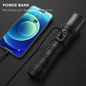 SKNSL Flashlights High Lumens Rechargeable - 900,000 Lumen High Power Flashlight, 5 Modes with Long Runtime, IPX6 Waterproof, High Powered Flash Light for Camping, Outdoors