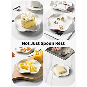 ABRUTY Spoon Rest for Stove Top, Ceramic Spoon Holder for Counter, Modern Farmhouse Decor Accessories for Spatula, Spoons or Tongs