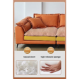 Sofa Couch Living Room Sofa with Cozy Throw Pillows Breathable Fabric Sofa Couch Carbon Steel Support Legs 2 Layers Soft Cushions Spacious Large Sofa for Living Room Office