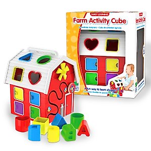 The Learning Journey - Early Learning - Farm Activity Cube - Shape Sorter for Toddlers Ages 12 Months and Up - Award Winning Toys