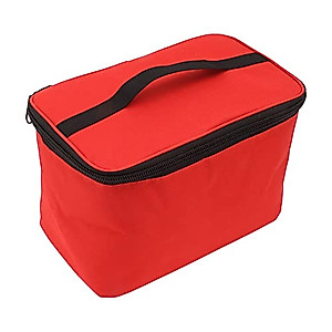 Aqur2020 Insulated Grocery Bag, Sustainable 3 Layers Large Capacity Food Transport Carrier Portable Reinforced Handles with Zipper for Camping (Red)
