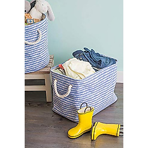 DII Polyester Container with Handles, Keeping Score Storage Bin, Large, Bright Blue