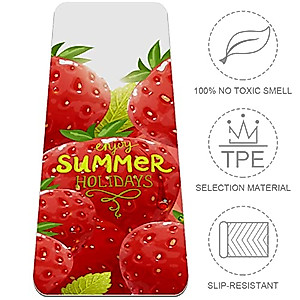 Yoga Mat, Yoga Mats for Home Workout, Workout Mat, Exercise Mats, Pilates Mat, Fruit Strawberry Red pattern