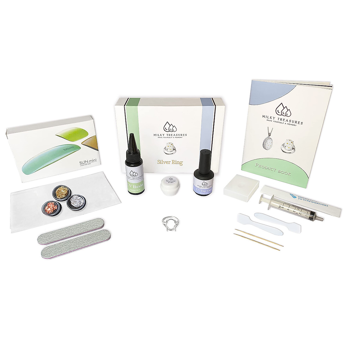 Milky Treasures Oval Ring DIY Breastmilk Jewelry Making Kit | Adjustable Size 6 to 10 | Breastfeeding Keepsake | New Mom Gifts | 925 Sterling Silver | Baby Registry | Mother's Day [Full KIT]