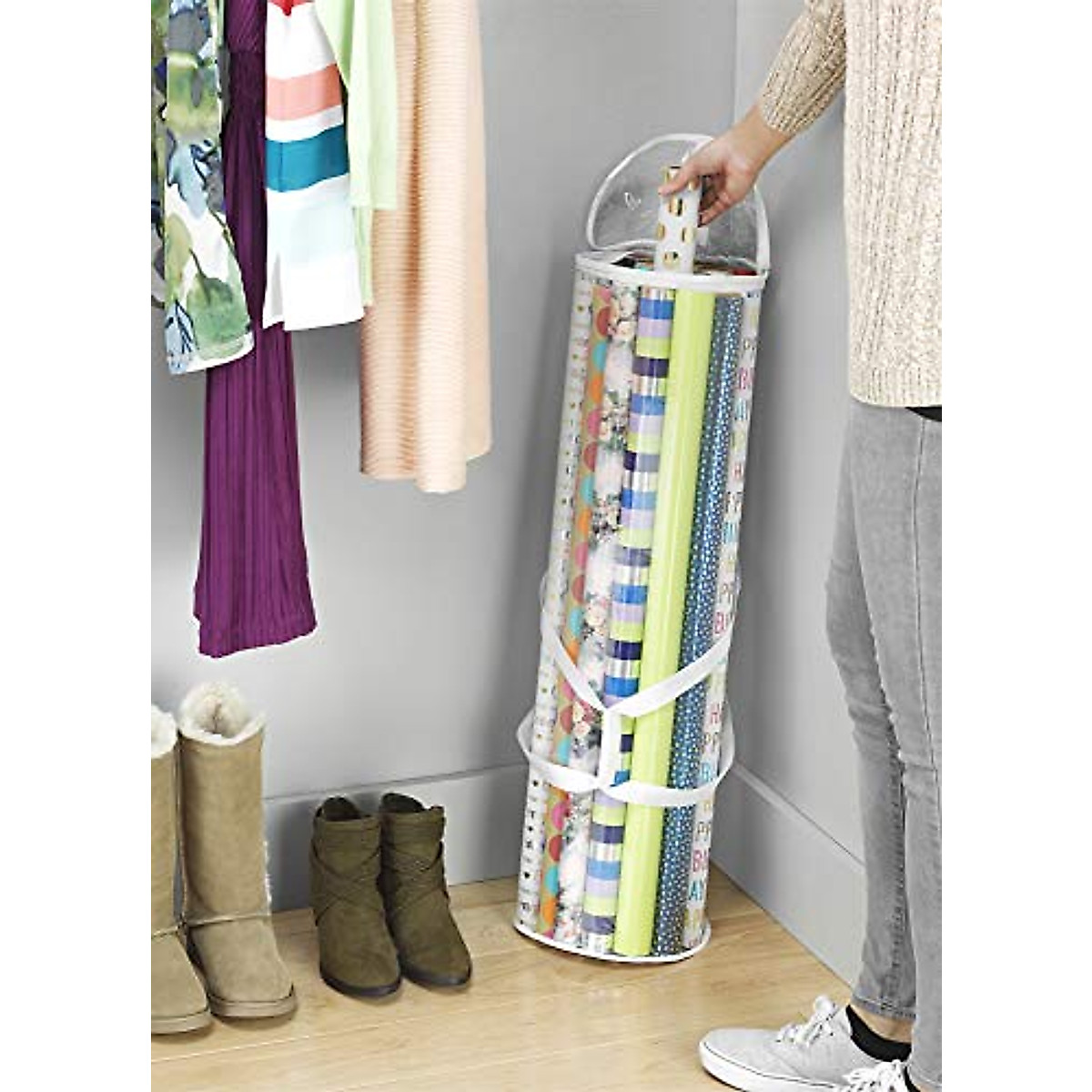 Whitmor Clear Zippered Storage Rolls Gift Wrap Organizer, 25 Count (Pack of 1)