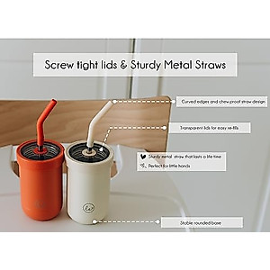 LITTLE ECOS Toddler straw cups spill proof | Set of 2 Stainless steel Baby straw sippy cups for toddlers 2+ 3+ year old | Insulated Kids cup tumblers | Best training cups for toddlers 1-3