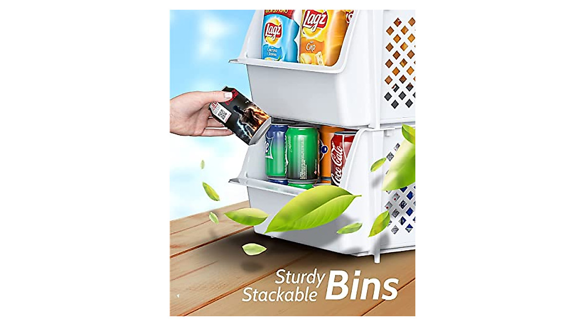 Skywin Plastic Stackable Storage Bins for Pantry - Stackable Bins For ...