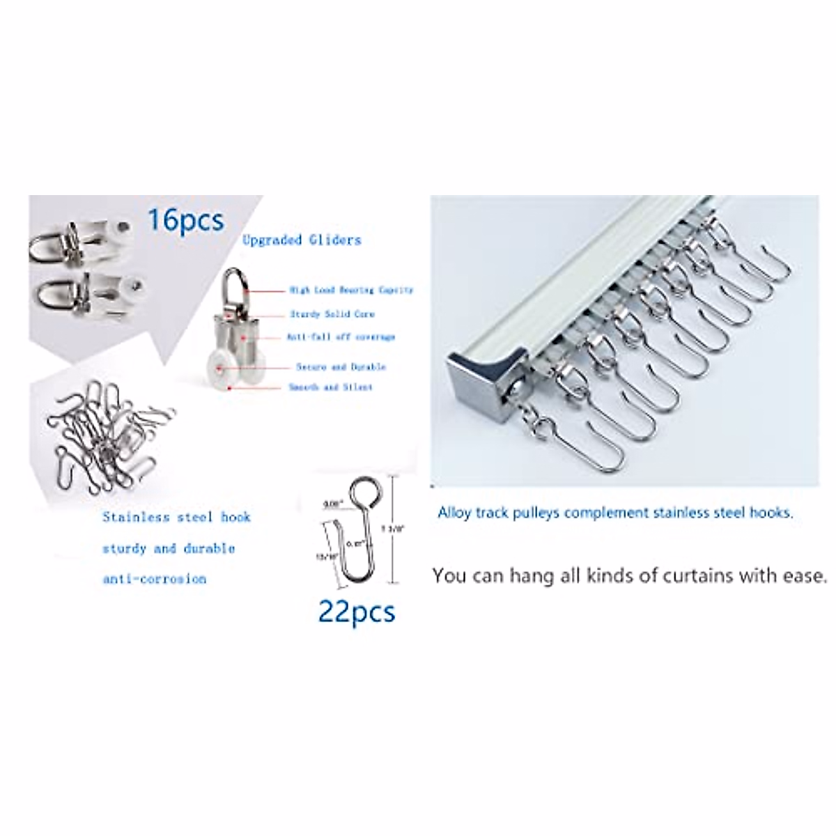 Ceiling Curtain Track Set,Room Divider Track, Shower Curtain Track Set with Hooks and All Accessories for Living Room, Bed Room, Closet and Sliding Door (champagne, For Spaces 3ft - 6ft Wide)