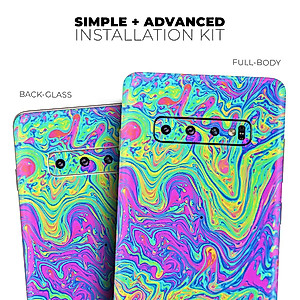 DesignSkinz Neon Color Swirls V2 Protective Vinyl Decal Wrap Skin Cover Compatible with The Samsung Galaxy S20 (Screen Trim & Back Glass Skin)