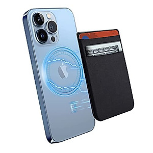 CloudValley Magnetic Card Wallet Designed for iPhone MagSafe, Stretchy Lycra Double Pocket Credit ID Card Holder Case for Back of iPhone 15/14 / 13/12 Series, Mag Safe Accessories - Black