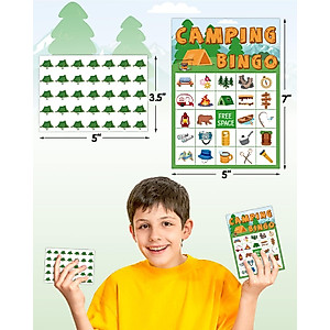Mosailles Camping Bingo Game Outdoor Indoor Activities Hike Field Trip Supplies Party Favors Card Games for Adults 24 Players Family Fun
