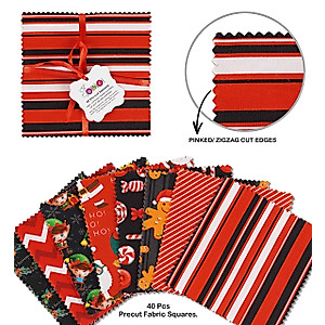 Soimoi Christmas Theme Print Precut 10-inch Cotton Fabric Quilting Squares Charm Pack DIY Patchwork Sewing Craft