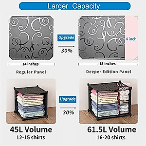 BRIAN & DANY Portable Wardrobe Closet - Cube Storage Organizer with 3 Hanging Rails, Modular Wardrobe for Space Saving, Bedroom Armoires for Toys, Shoes, Clothes - 16 Cubes