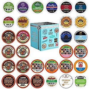 Decaf Coffee Pods Variety Pack Sampler, Assorted Unflavored & Flavored Coffee Pods Compatible with Keurig K Cups Brewers, Decaffeinated Coffee Capsules, 30 Count - No Duplicates (Pack of 1)