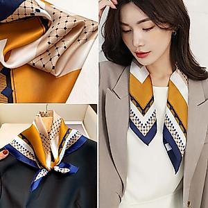 kcctoo 27.5" Mulberry Silk Feeling Head Scarf Women's Fashion Square Neck Satin Scarfs for Bag Hair Scarves Gift