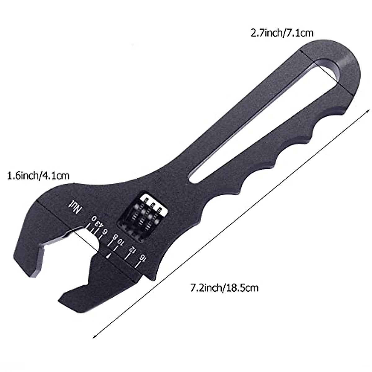 SYKRSS An Fitting Wrench, AN3-16AN Adjustable Wrench Aluminum Lightweight Spanner Tools for An Hose Fitting Adapter End , Black