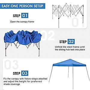 PHI VILLA 12'x12' Slant Leg UV Block Sun Shade Canopy with Hardware Kits, Shade for Patio Outdoor Garden Events, Blue