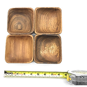 Handcrafted Snack Acacia Wood Small Square Tray Bowl 4'x1' Set of 4