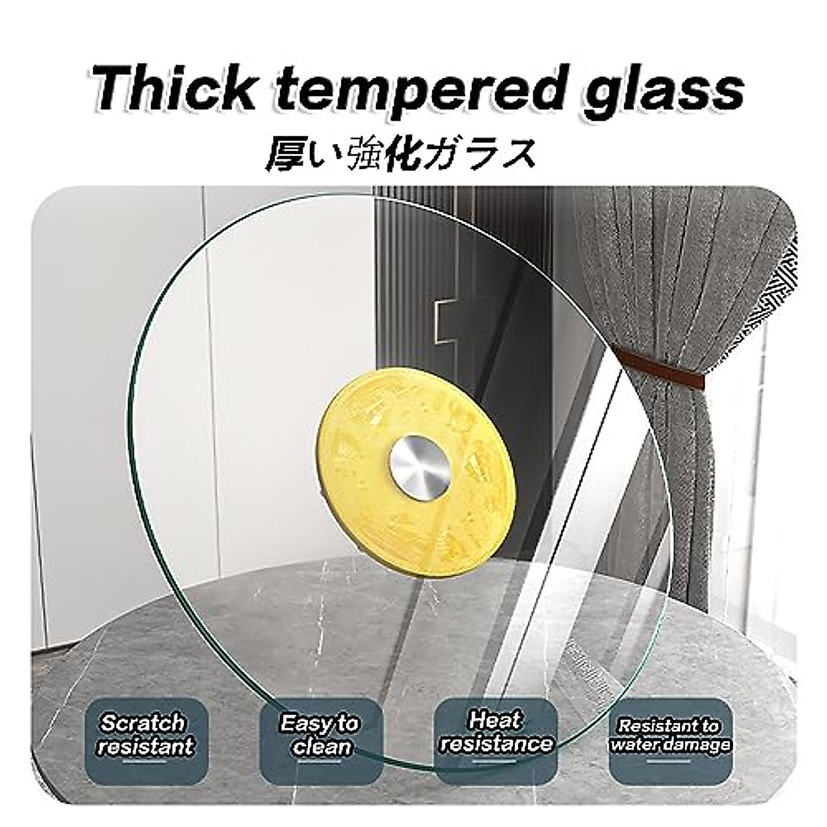 24" Glass Lazy Susan Turntable For Dining Table,Transparent Rotating Round Turntable With Silent Smooth Aluminum Alloy Bearing,for Kitchen Dining, Parties, Wedding (Size : 35in/90cm)