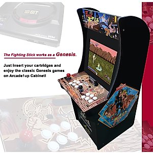 Intec Gaming Genesis Fighting Stick for Arcade1Up Cabinet, Play SEGA Genesis on Cabinet, Plug cartridge and Play, Work as a Genesis console, IntecGaming Modded Joysticks Designed for Arcade1Up