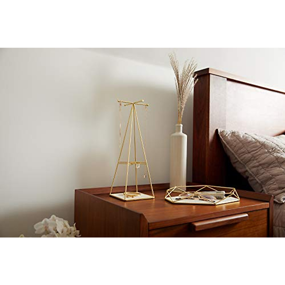 Umbra Prisma Jewelry Stand and Necklace Holder, Matte Brass