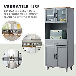 MELLCOM Kitchen Cabinet，Pantry Cabinets with 2 Cabinets, 1 Cutlery Drawer, 1 Open Shelf, Kitchen Storage Cabinets for Home&Office