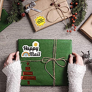 Muminglong 1.5 Inch Happy Mail with Sun and Rainbow Stickers, Small Shop Stickers, Thank You Sticker,Small Business, Packaging Sticker, 500 PCS