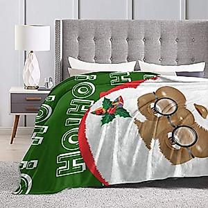 Flannel Throw Blanket,African American Santa Claus Christmas Holiday Ultra Soft Lightweight Warm Cozy Fleece Blanket for Couch Bed Travel Home Bedroom Adults Kids 60"x50"