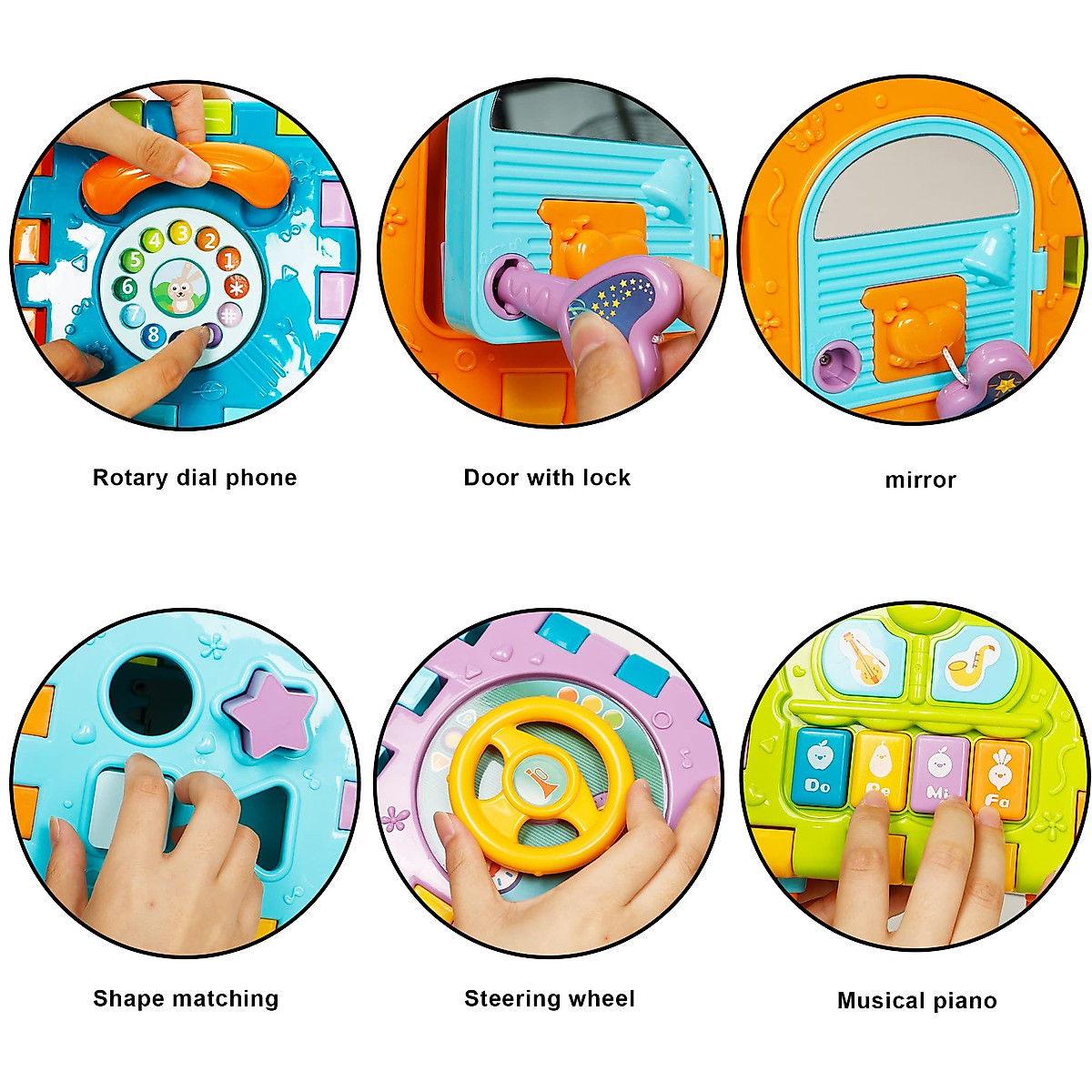 Lulu Home Toddler Activity Cube, 6-in-1 Learning Activity Center Play Square with Musical Toys, Multi Purpose Educational Toys Birthday for Kids 18 Months and Up