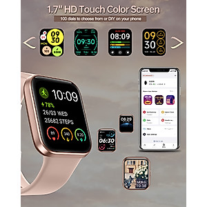 VRPEFIT Smart Watches for Women [Answer/Make Call], 1.7" Touchscreen Fitness Tracker with Heart Rate Blood Oxygen Sleep Monitor Compatible with iPhone & Android, Alexa Built-in, IP68 Waterproof Watch