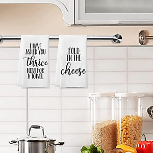 Saukore Fold in The Cheese Kitchen Towels, 2 Pack Waffle Weave Dish Towels TV Show Merchandise Gift, Funny Bathroom Hand Towels, Birthday Christmas Housewarming Gifts for SC Fans