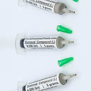 TechDiamondTools Kit of 3 Diamond Polishing Compound Polishing Paste USA Made 4000 8000 50000 Grit for Marble Glass Metal Rock Jewelry Resin Silver Gemstone with 10% of Diamond Powder