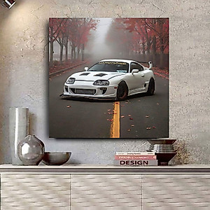 LINKING Car Poster JDM Supra MK4 Canvas Art Wall Prints Room Decor Posters for Bedroom Painting for Home Decoration 16x16inchs