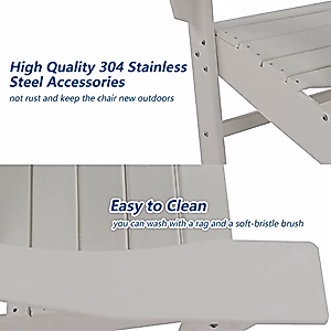 PIZATO Modern Adirondack Chair, HDPE Material Weather Resistant Not Fade & Crack Composite Adirondack Chairs Fire Pit Chairs for Backyard Garden Lawn Porch, White