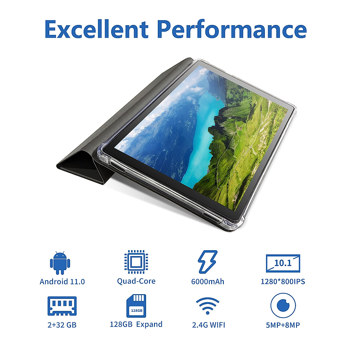 Tibuta 2023 E100 Android 11 Tablets,10" Android Tablets with Protective Case,Quad Core Processor,5.0MP Front+8.0MP Rear Camera,6000mah Bluetooth Tablets,Wi-Fi Tablet