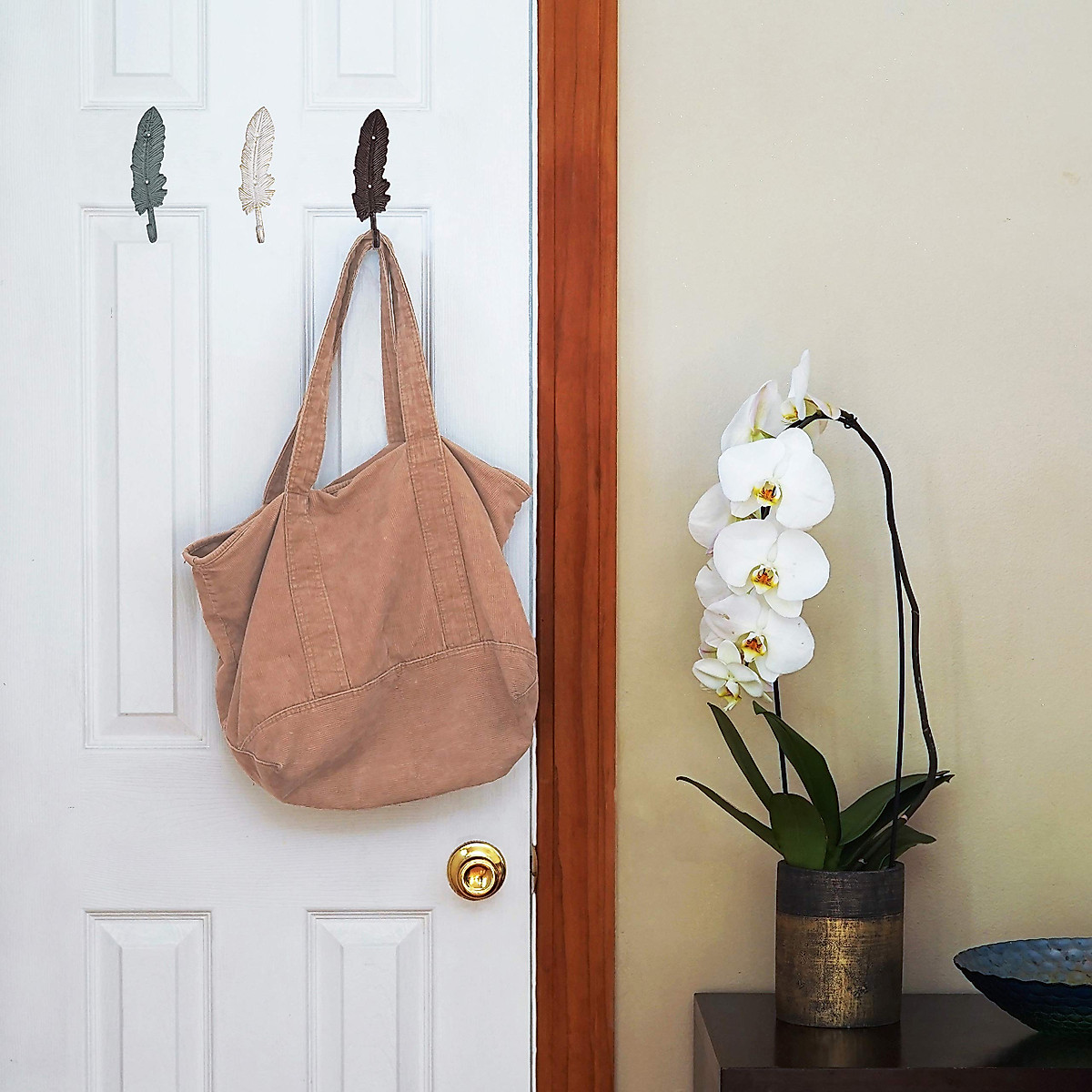 Stephanie Imports Decorative Rustic Iron Feathers Wall Coat Hooks (Set of 3)