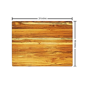 Terra Teak Extra Large Cutting Board 24 x 18 Inch - Thick Brazilian Teak Wood