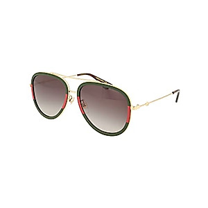 Gucci Pilot Urban Web Block Aviator Sunglasses, Gold/Green, One Size