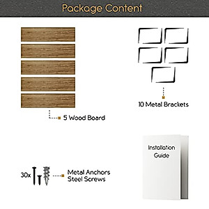 You Have Space Flota 17"x 4.5" Book Shelves, Floating Shelves for Living Room Decor, Bathroom Storage, Kitchen, Kids Room Natural Burned Set of 5