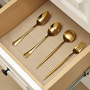 BAKHUK Grip Shelf Liner, 2 Rolls of Non-Adhesive 17 Inch x 25 Feet Cabinet Liner Durable Organization Liners for Kitchen Cabinets Drawers Cupboards Bathroom Storage Shelves (White)