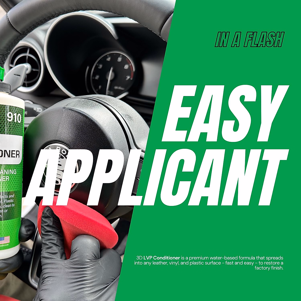 3D Leather, Vinyl & Plastic Conditioner - Restores, Conditions & Protects for Extended Life & Appearance - Great for Seats, Steering Wheels, Door Panels - Car, Office, Home Use 1 Gallon