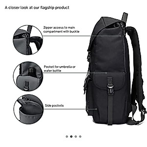 Dude & Bestie Predator Laptop Backpack 28L Travel School Daypack (Black)