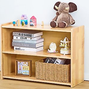 SHINITOY Kids' Bookcases 2 Section Montessori Shelf, Book Shelf for Kids Rooms, Montessori Shelf for Toys, Montessori Toy Storage, Montessori Toy Shelf, Book Shelf for Nursery