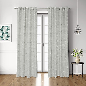 Decoberry Opaline - Set of 2 Curtains - Mint Green Triangle Pattern, Light& Sound Filtering Design, Thermal Insulation - Modern Design with Grommet Heading, 52" X 84"