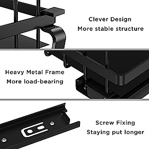 GMFINE 2 Pack Under Sink Organizer and Storage, 2 Tier Slide Out Undersink Cabinet Organizer Storage Organization with Hooks for Under Kitchen Bathroom Sink Storage Cleaning Supplies, Black
