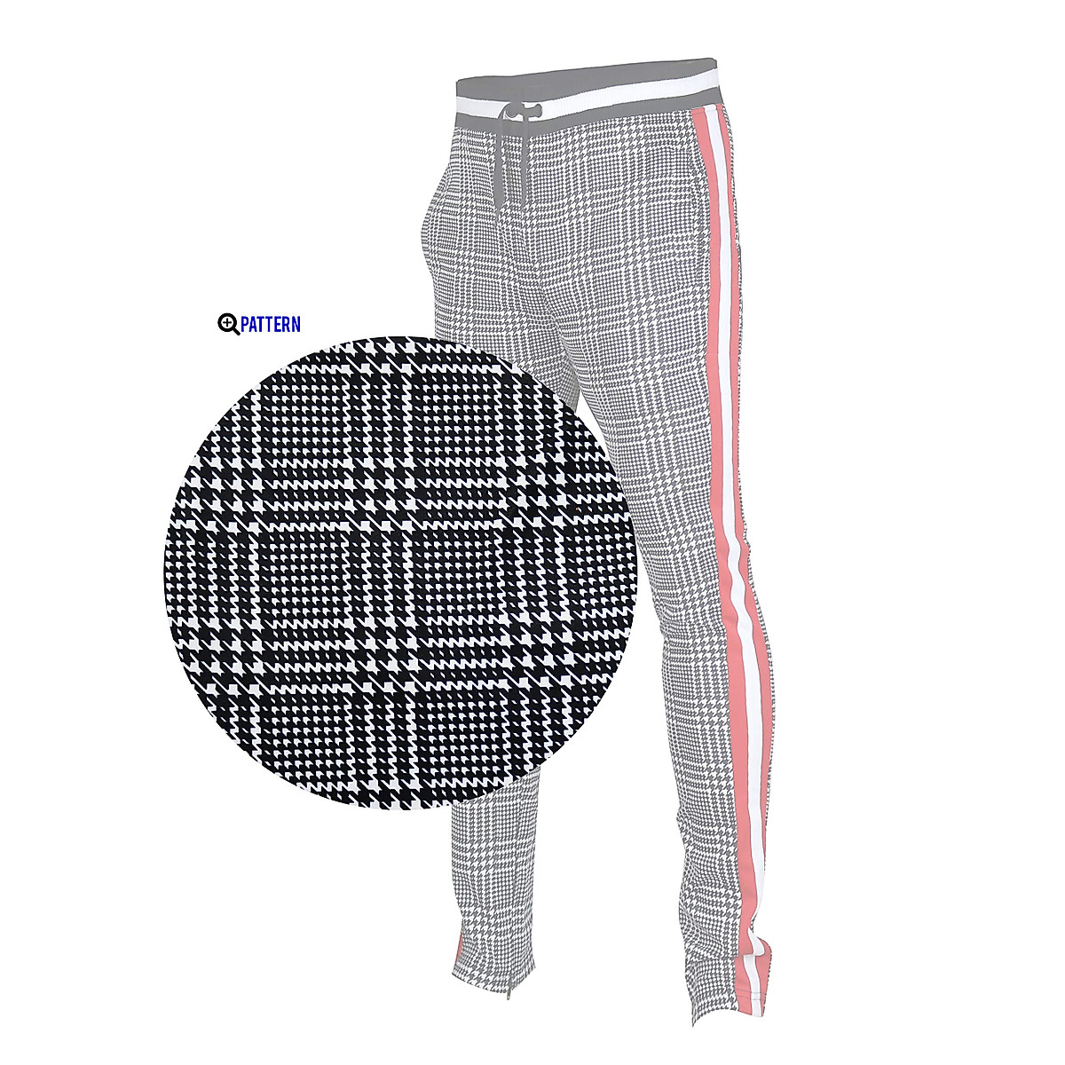 SCREENSHOTBRAND-P11957 Mens Hip Hop Premium Slim Fit Track Pants - Athletic Jogger Checker Pattern Color Block Print Bottoms-Black/Pattern-Xlarge