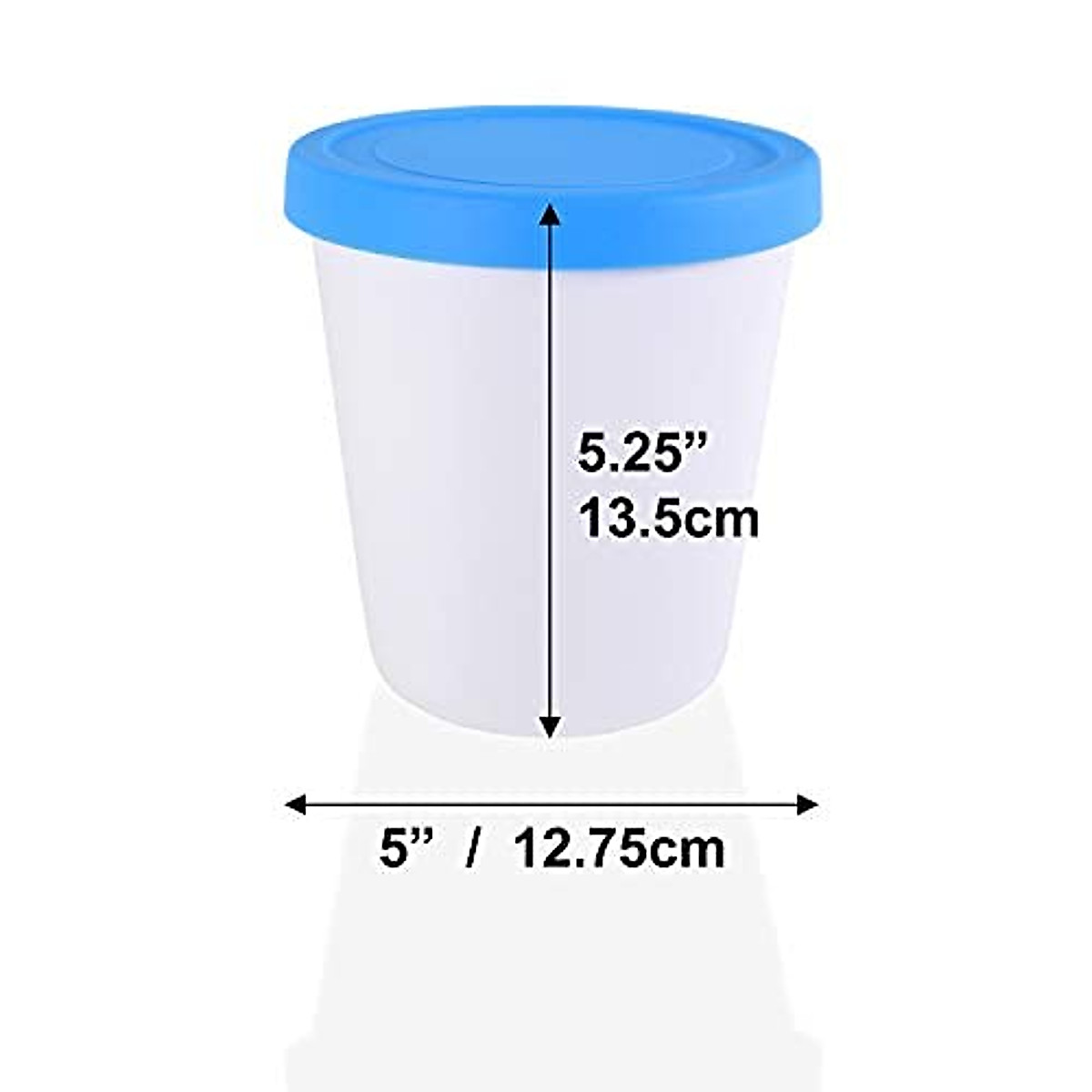 LIN Ice Cream Containers 4-Pack - 1Quart Reusable Round Storage Tubs for Homemade Ice Cream, Dessert, Gelato, Sorbet, 2 Red & 2 Blue Silicone Lids - Non-BPA Plastic Containers - Dishwasher-Safe - No Freezer Burn