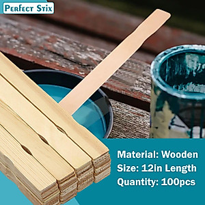 Perfect Stix - PAINT12-100 12" Wooden Paint Paddle Stirrer Sticks Length (Pack of 100)