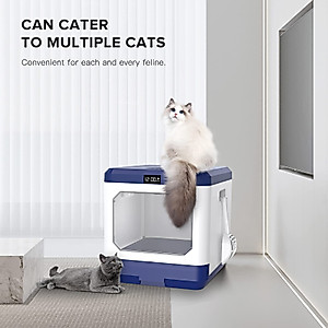 Smart Odor Removal Cat Litter Box, Large Litter Box with Lid for Big Cats,Non Leaking Kitty Litter Box for Multiple Cats, Enclosed Cat Box with Scoop&Mat